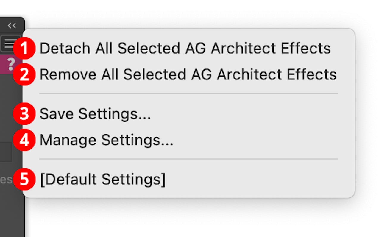 Ag Architect Panel Flyout Menu Astute Graphics Documentation
