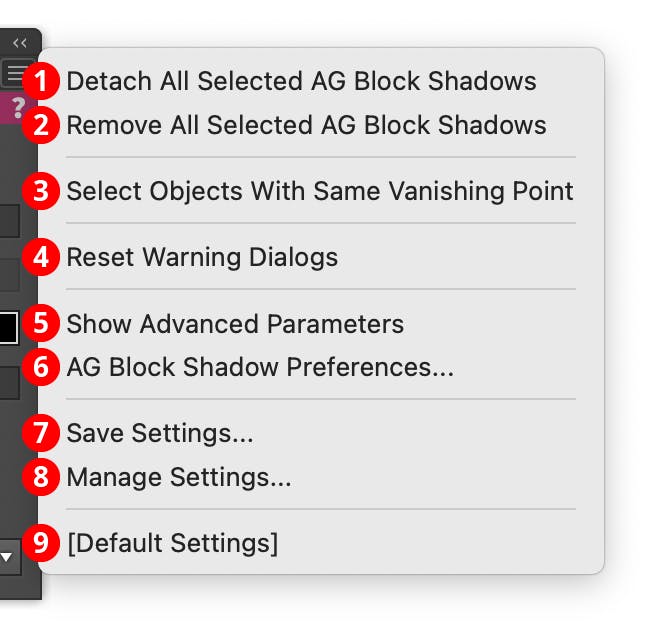 AG Block Shadow Panel Flyout Menu | Astute Graphics Documentation