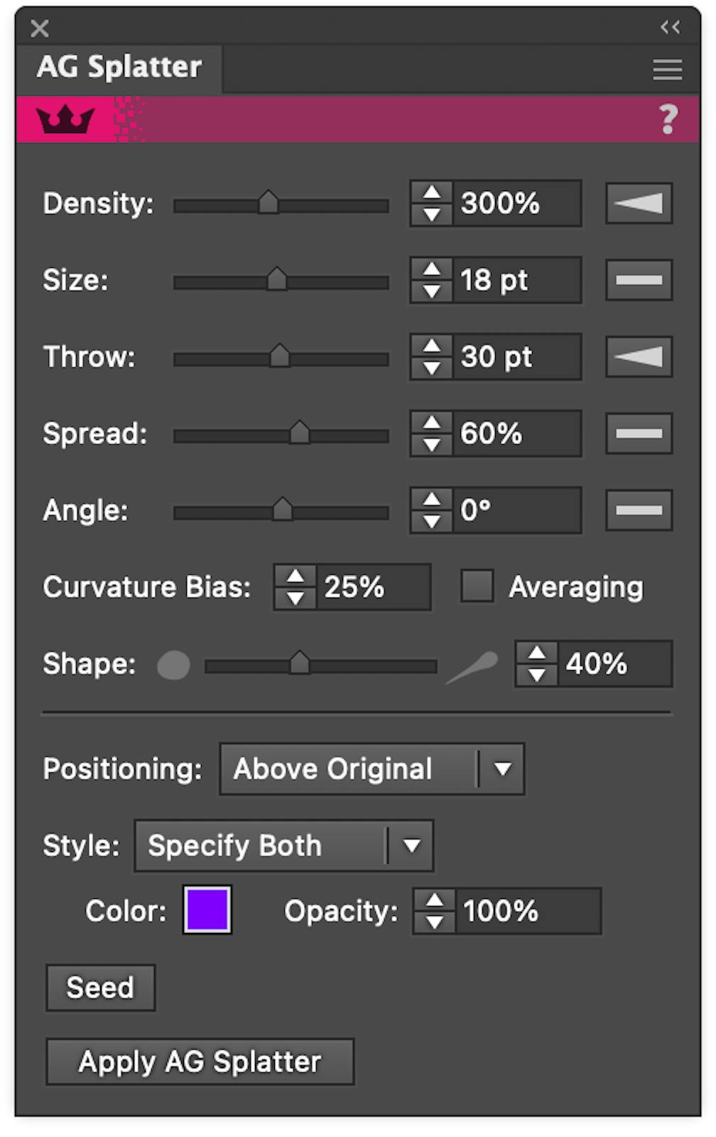 AG Splatter Live Effect | Astute Graphics Documentation
