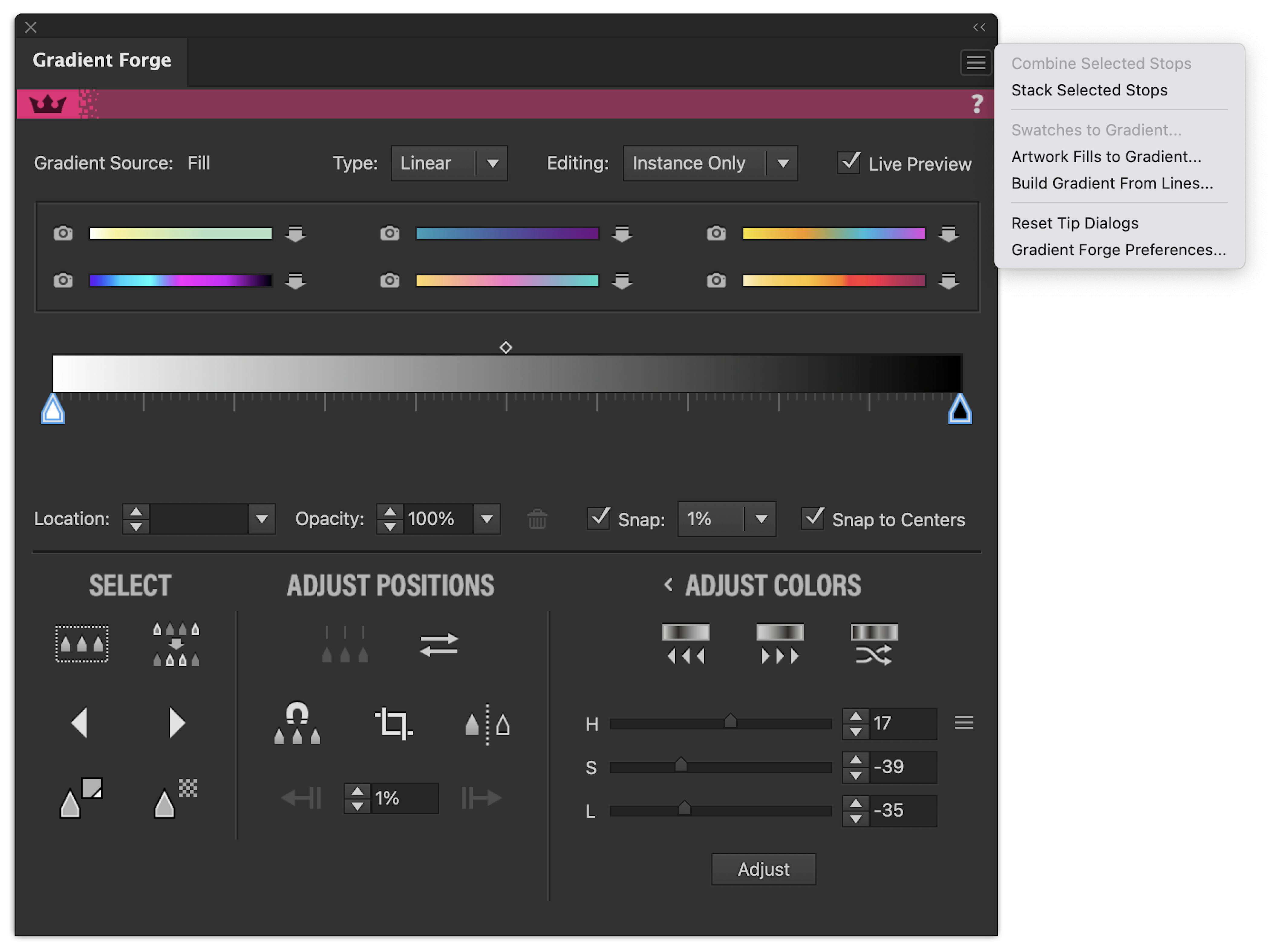 Swatches to Gradient | Astute Graphics Documentation