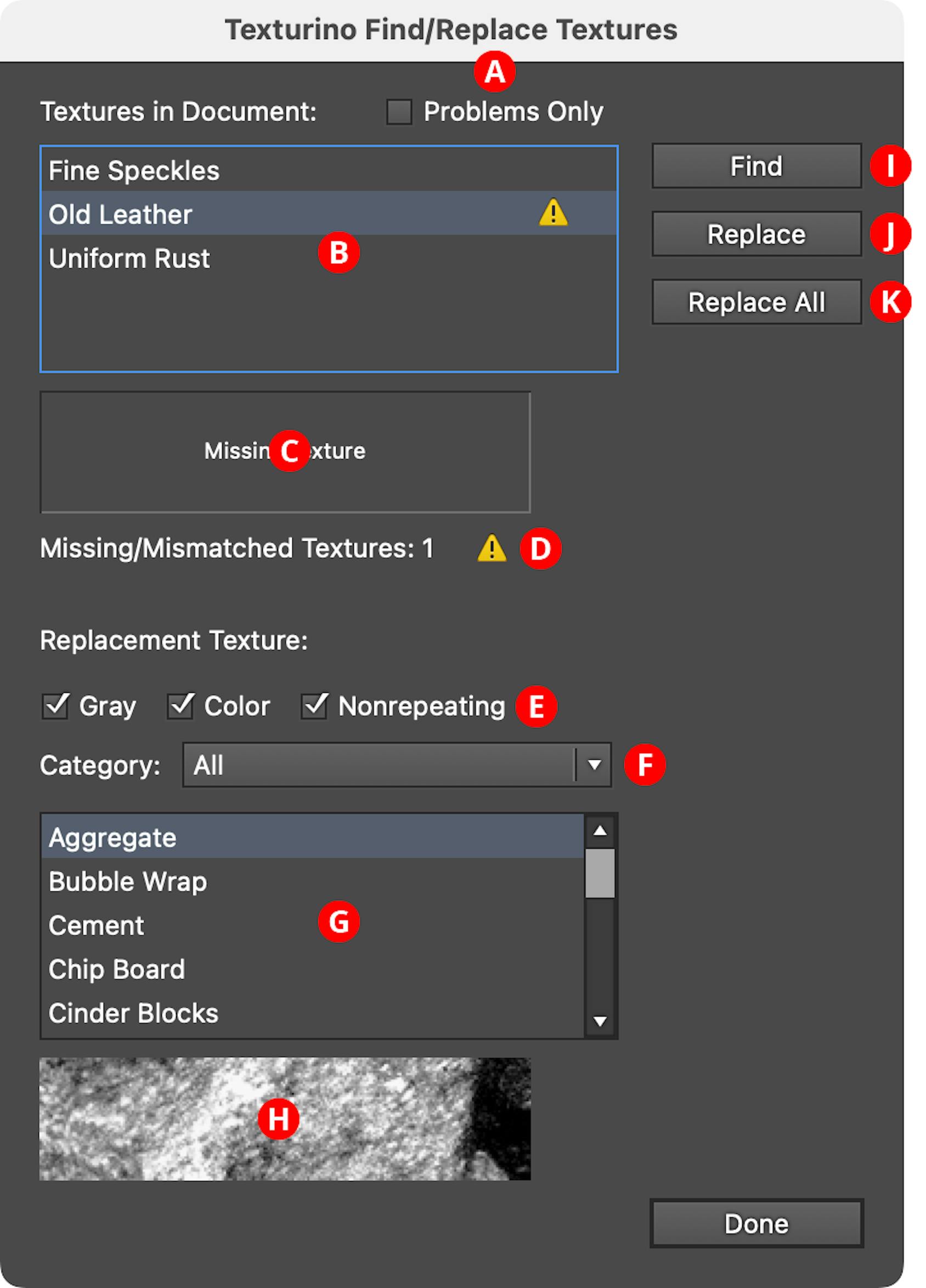 Texture Panel Flyout Menu | Astute Graphics Documentation