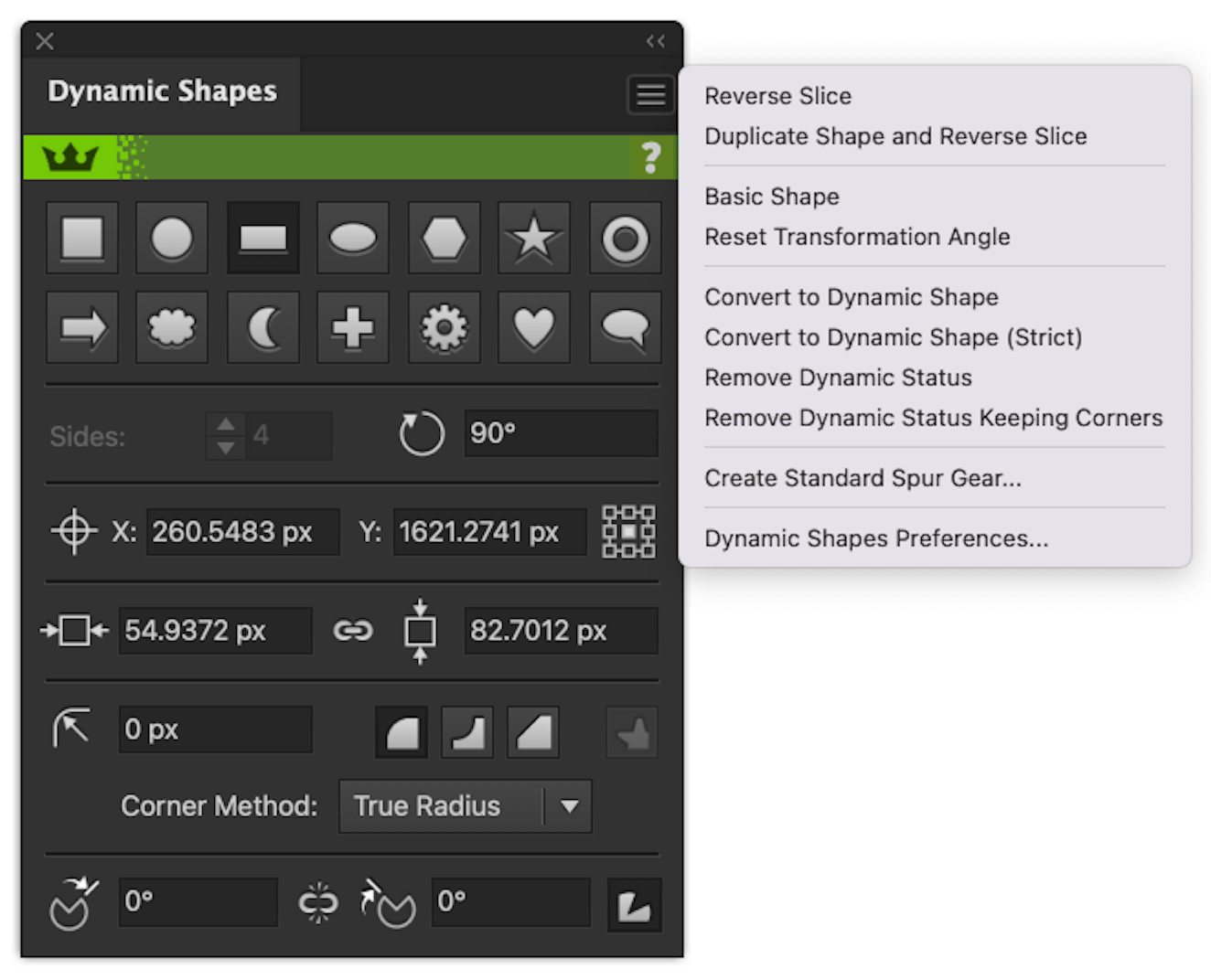 Dynamic Shapes Preferences | Astute Graphics Documentation